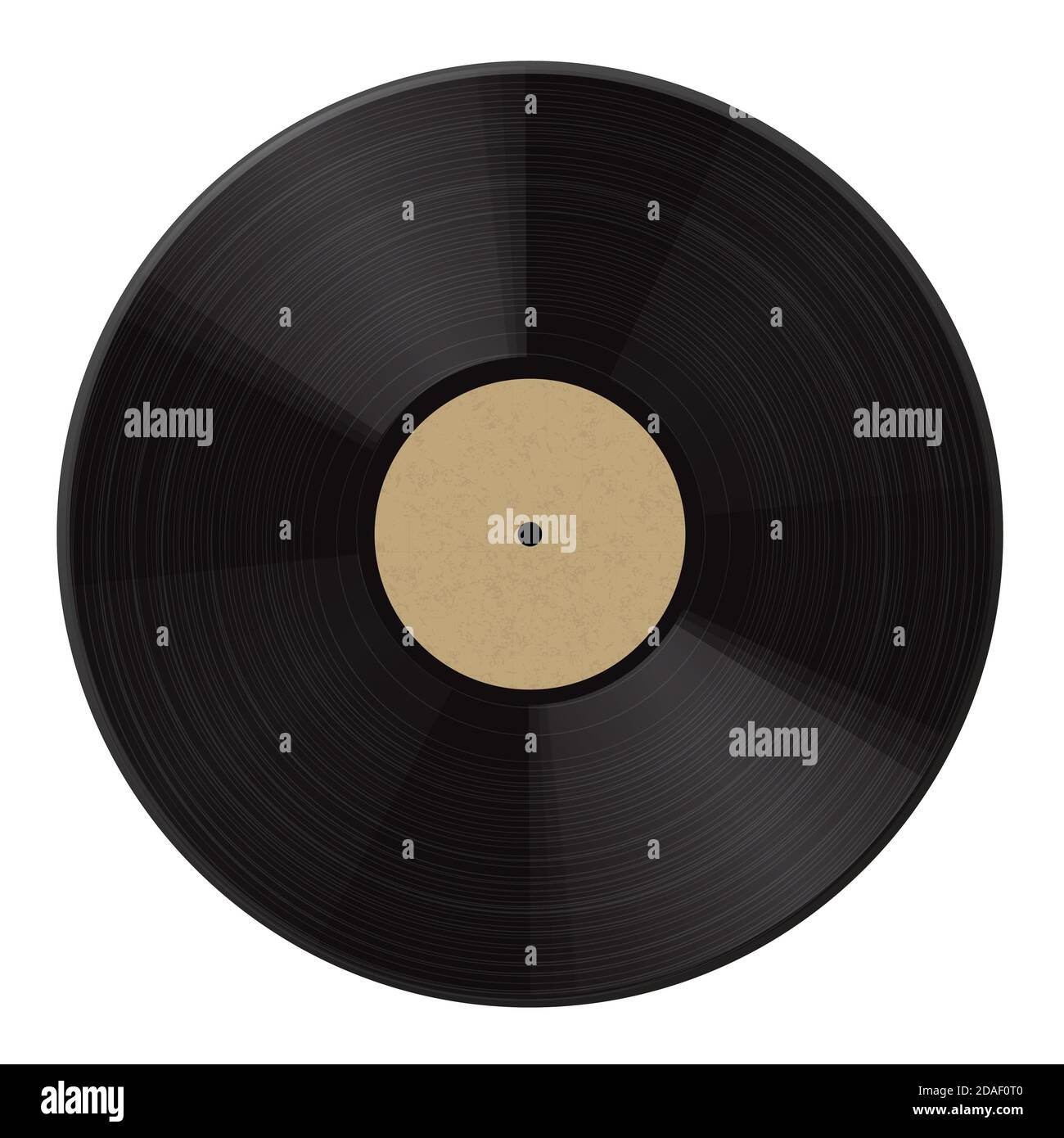 Vintage LP disc with empty yellow label for vinyl recorder, retro style ...