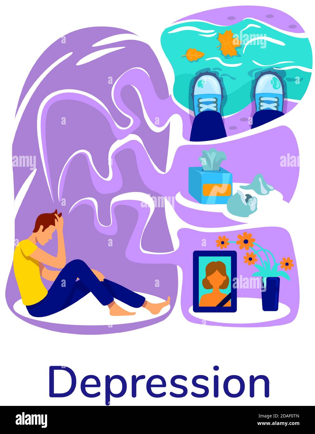 Mental health problem flat concept vector illustration Stock Vector ...