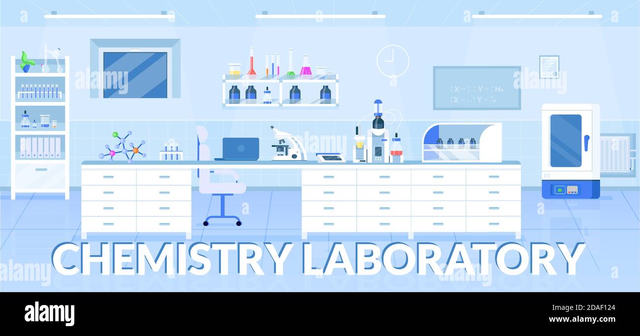 Chemistry laboratory banner flat vector template Stock Vector Image ...