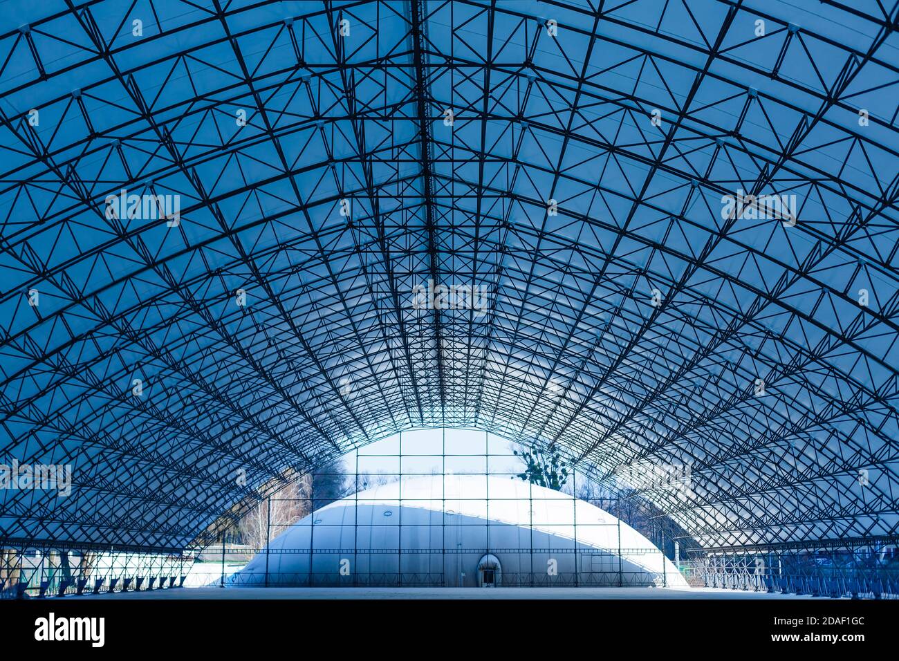 Double exposure photo of transparent circular glass ceiling / roof at ...