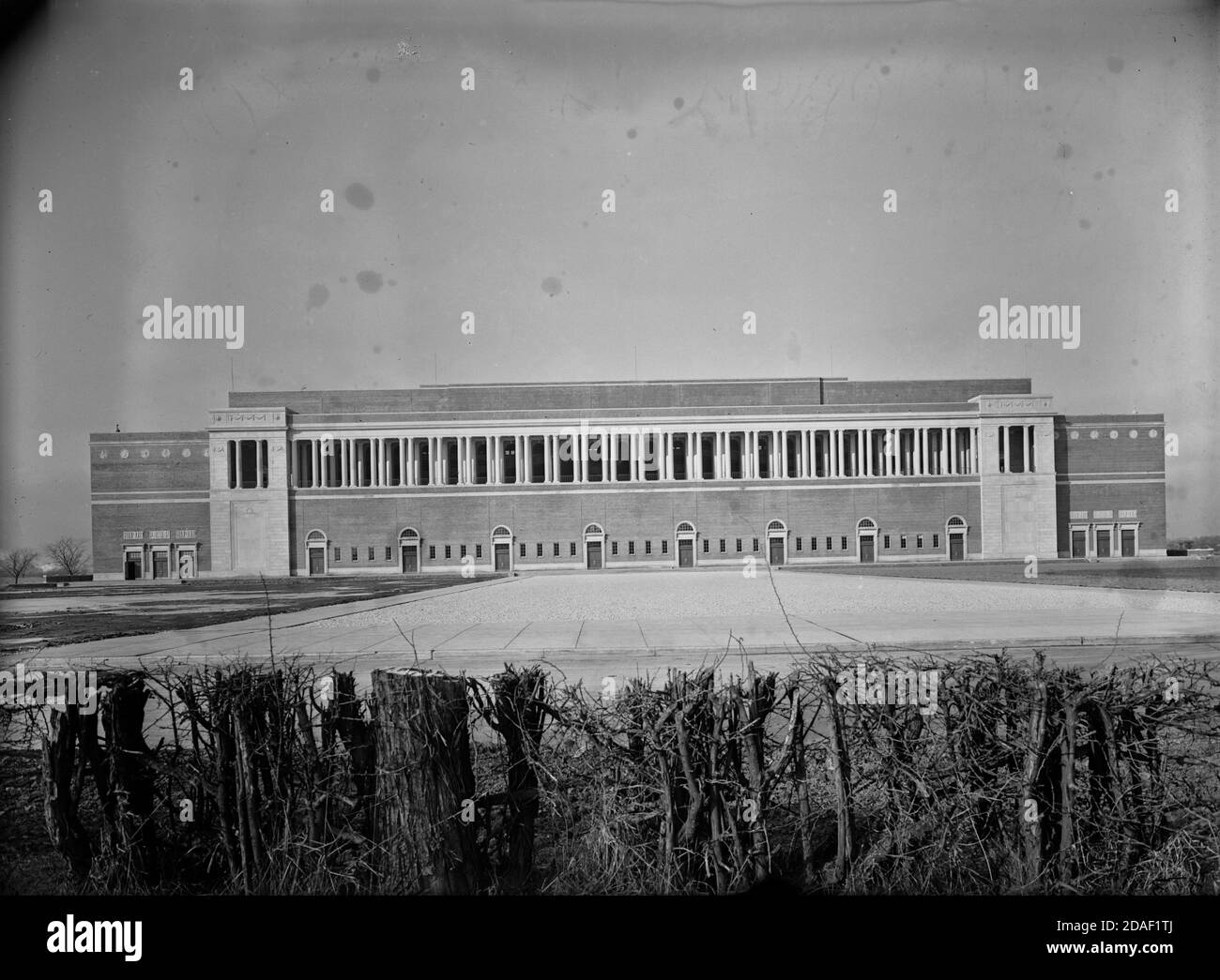 Elevation of one side of Illinois Stadium, architect Holabird and Roche ...