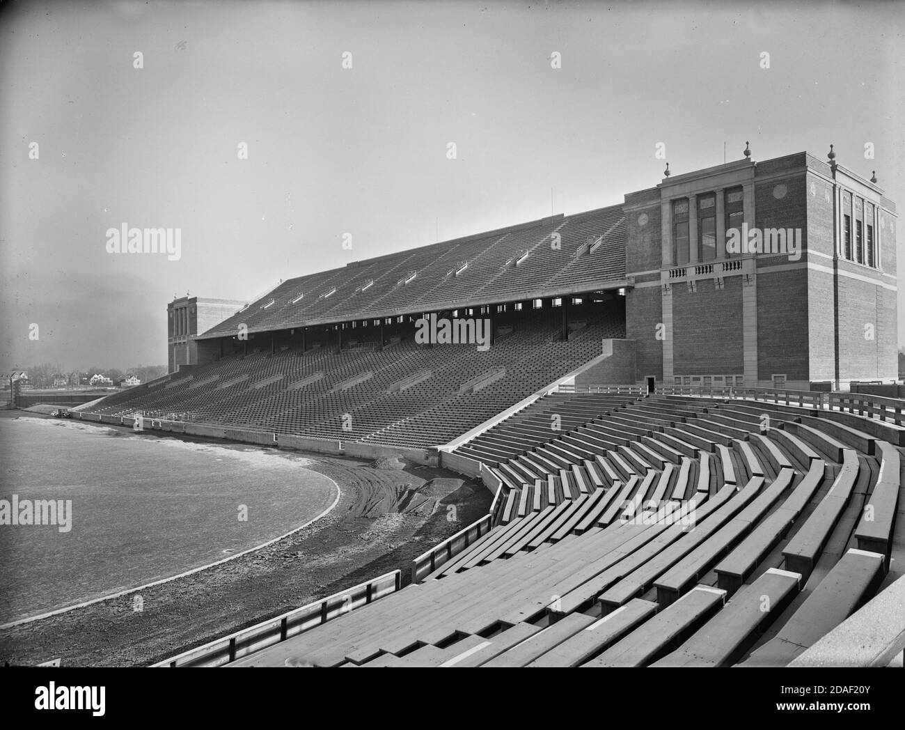 Interior showing one side with bleachers at Illinois Stadium, architect ...