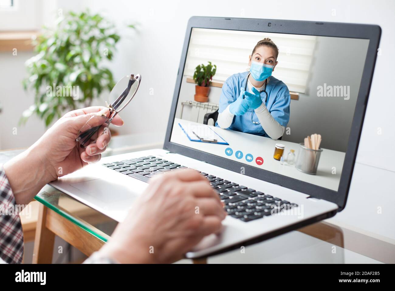 Virtual doctor visit,telemedicine healthcare concept,young female ...