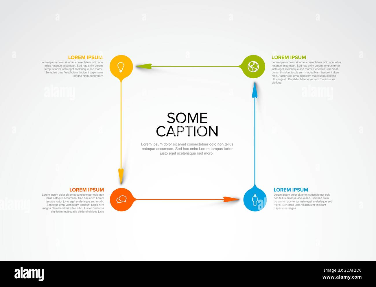Vector cycle infographic schema diagram template made from four circle ...