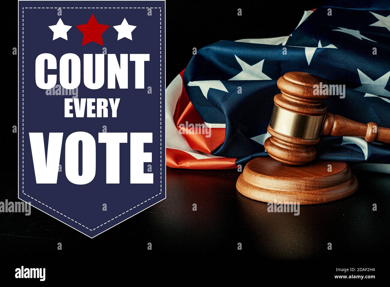 Count every vote sign and USA Flag as Background Stock Photo - Alamy