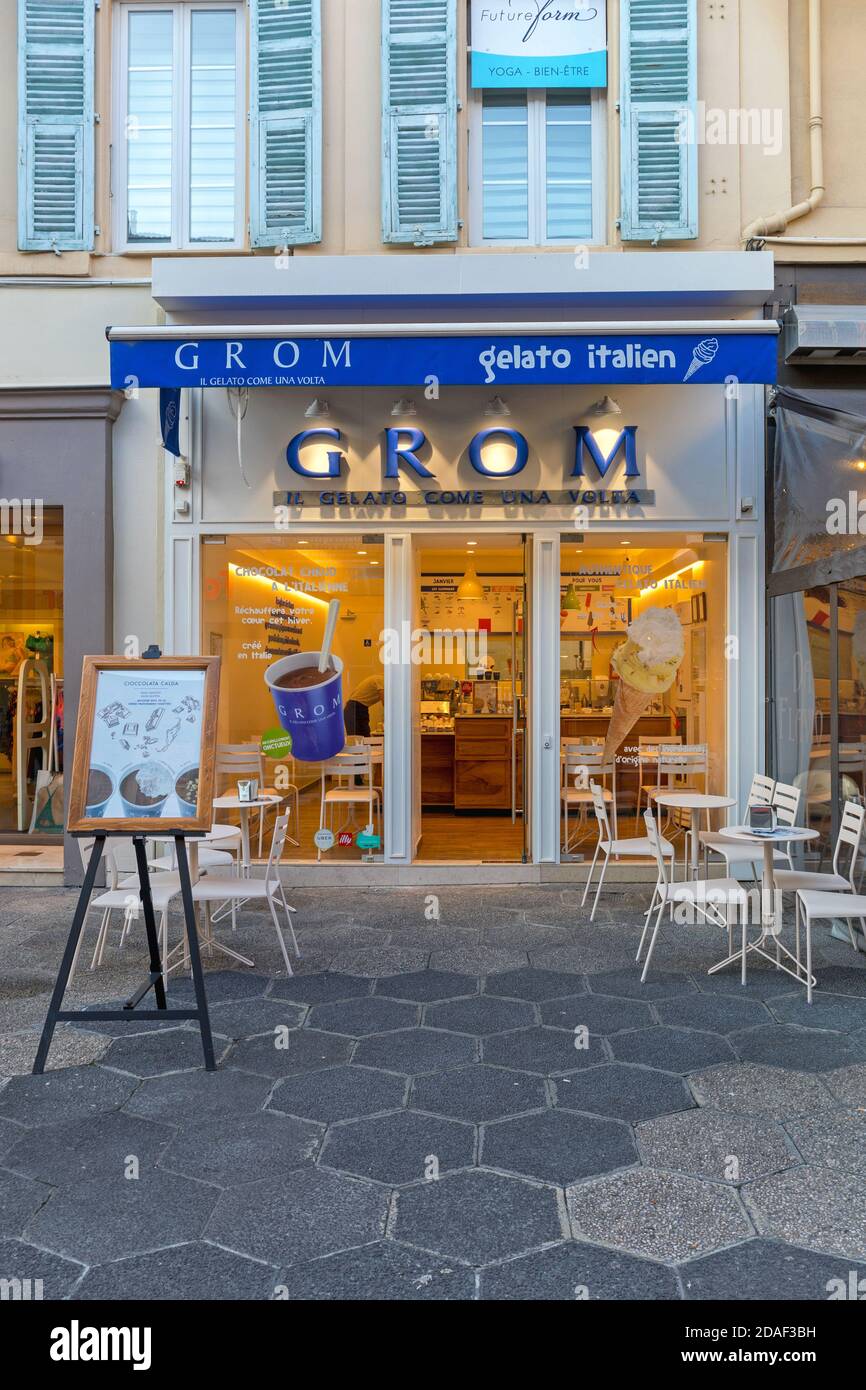 Nice, France - January 29, 2018: Famous Italian Ice Cram Grom in Nice ...