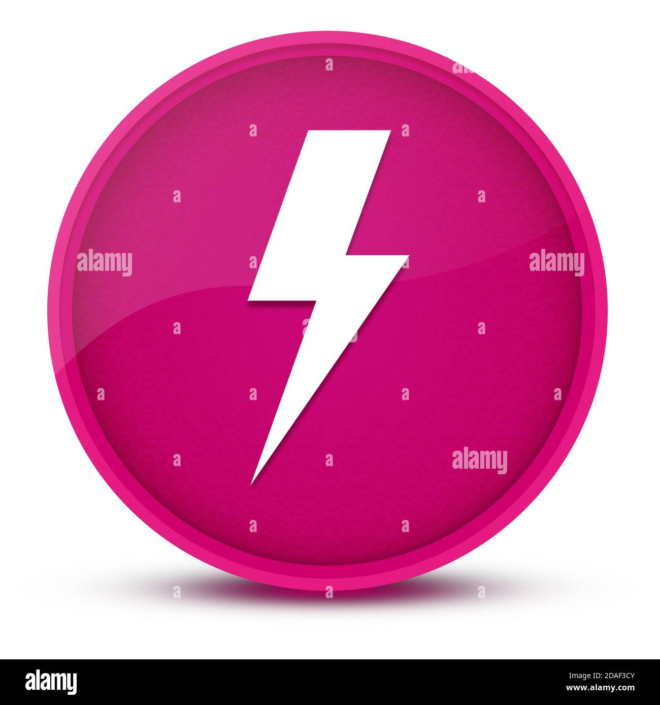 Lightning bolt luxurious glossy pink round button abstract illustration ...