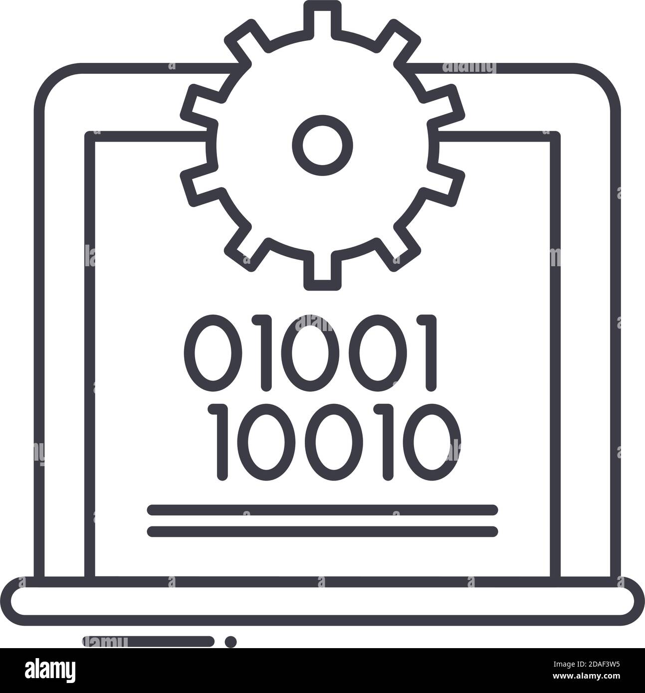 Binary icon, linear isolated illustration, thin line vector, web design sign, outline concept ...