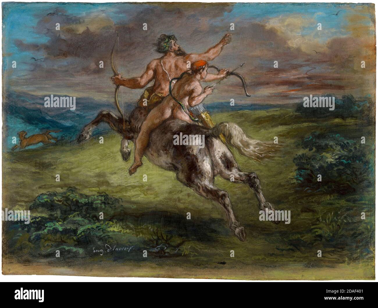 Eugene Delacroix, The Education of Achilles, pastel drawing, circa 1862 ...