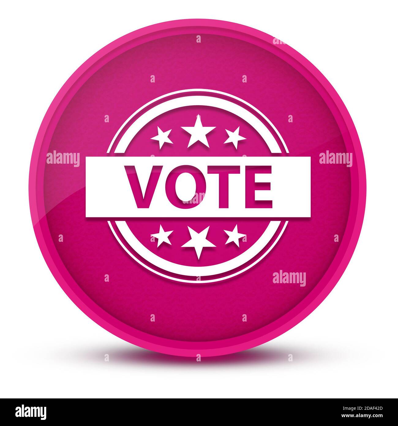Vote badge luxurious glossy pink round button abstract illustration ...