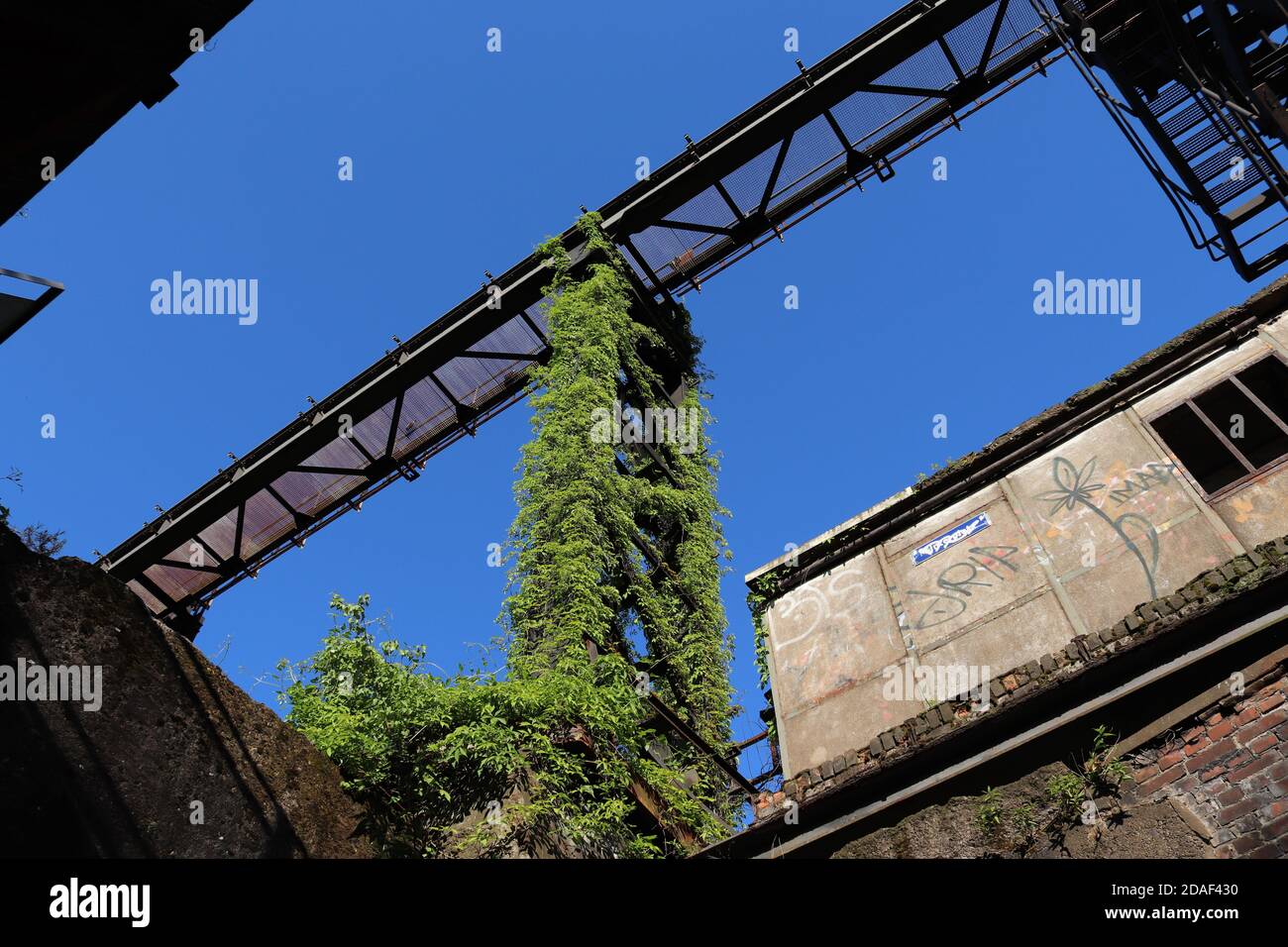 Overgrown old abandoned bridge structure Stock Photo - Alamy