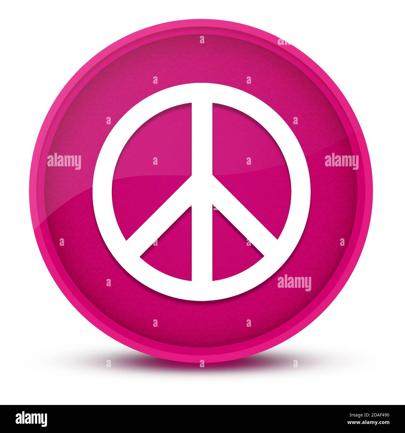 Peace sign luxurious glossy pink round button abstract illustration ...