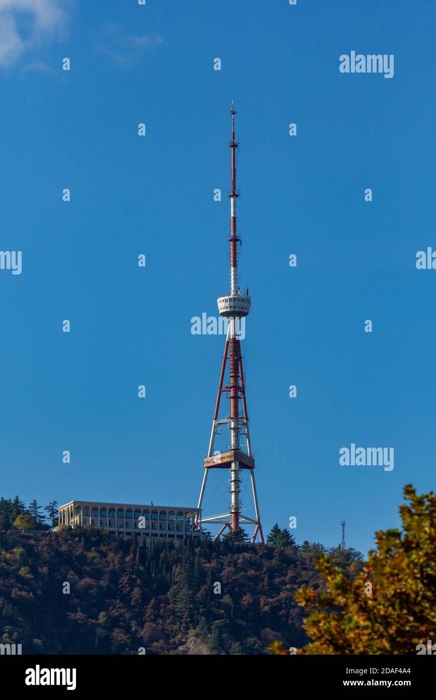 Tbilisi TV tower on Mount Mtatsminda - Georgia Stock Photo - Alamy