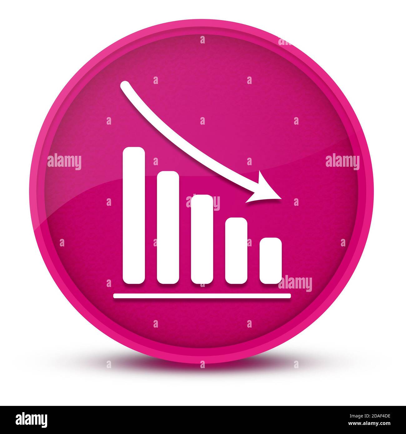Statistics down luxurious glossy pink round button abstract ...