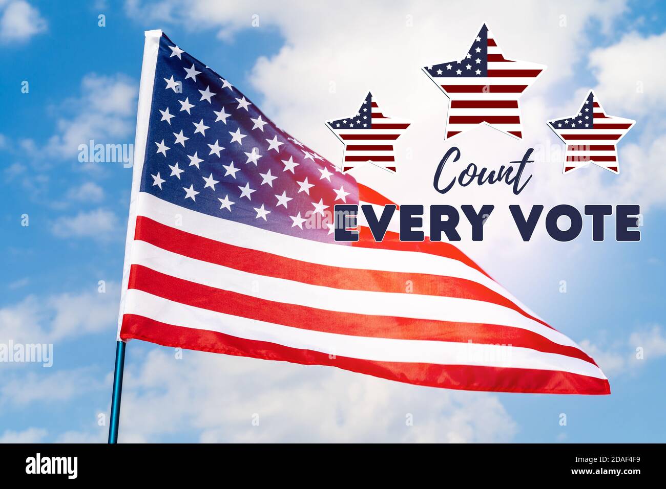Count every vote sign and USA Flag as Background Stock Photo - Alamy