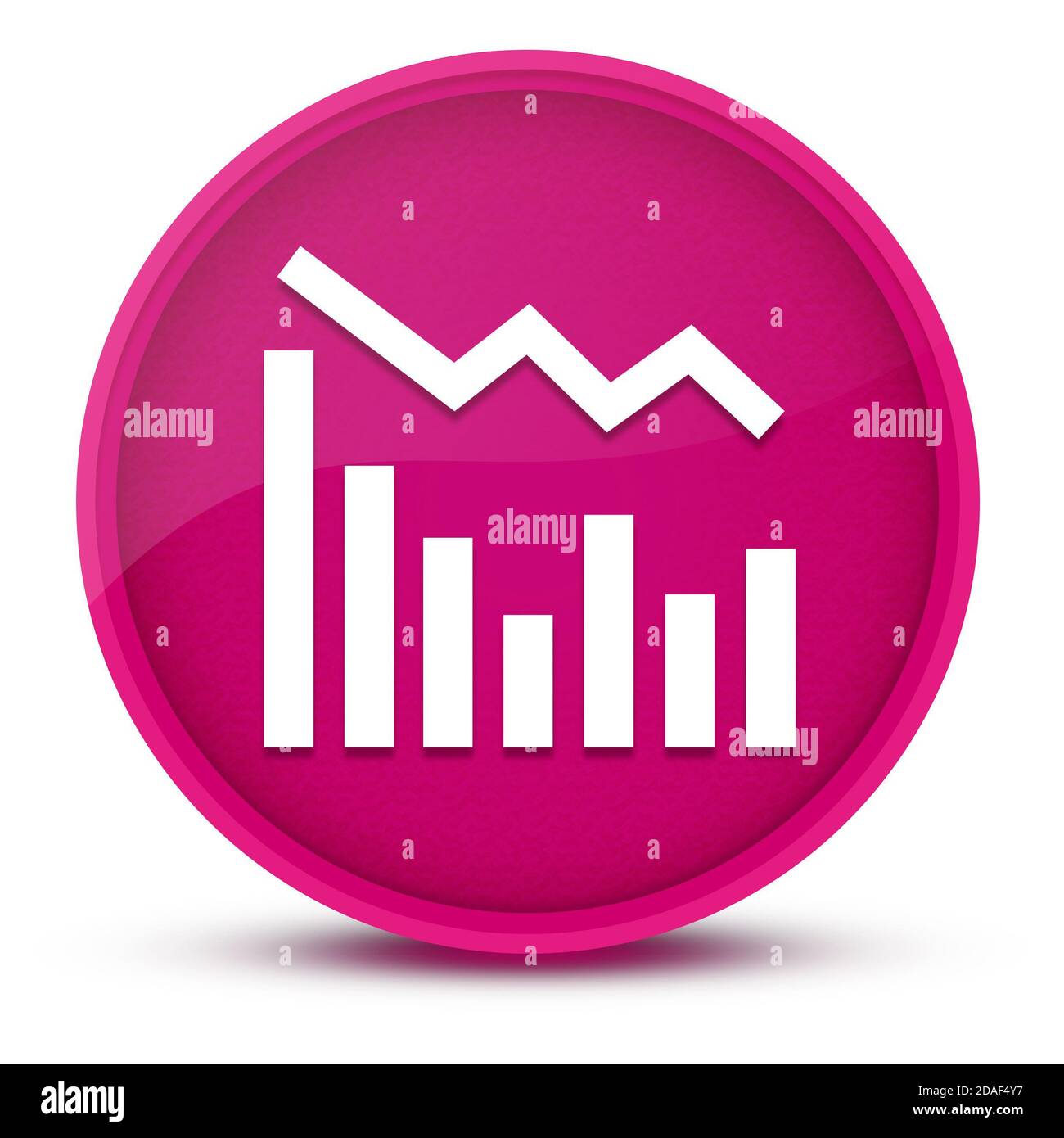 Statistics down luxurious glossy pink round button abstract ...