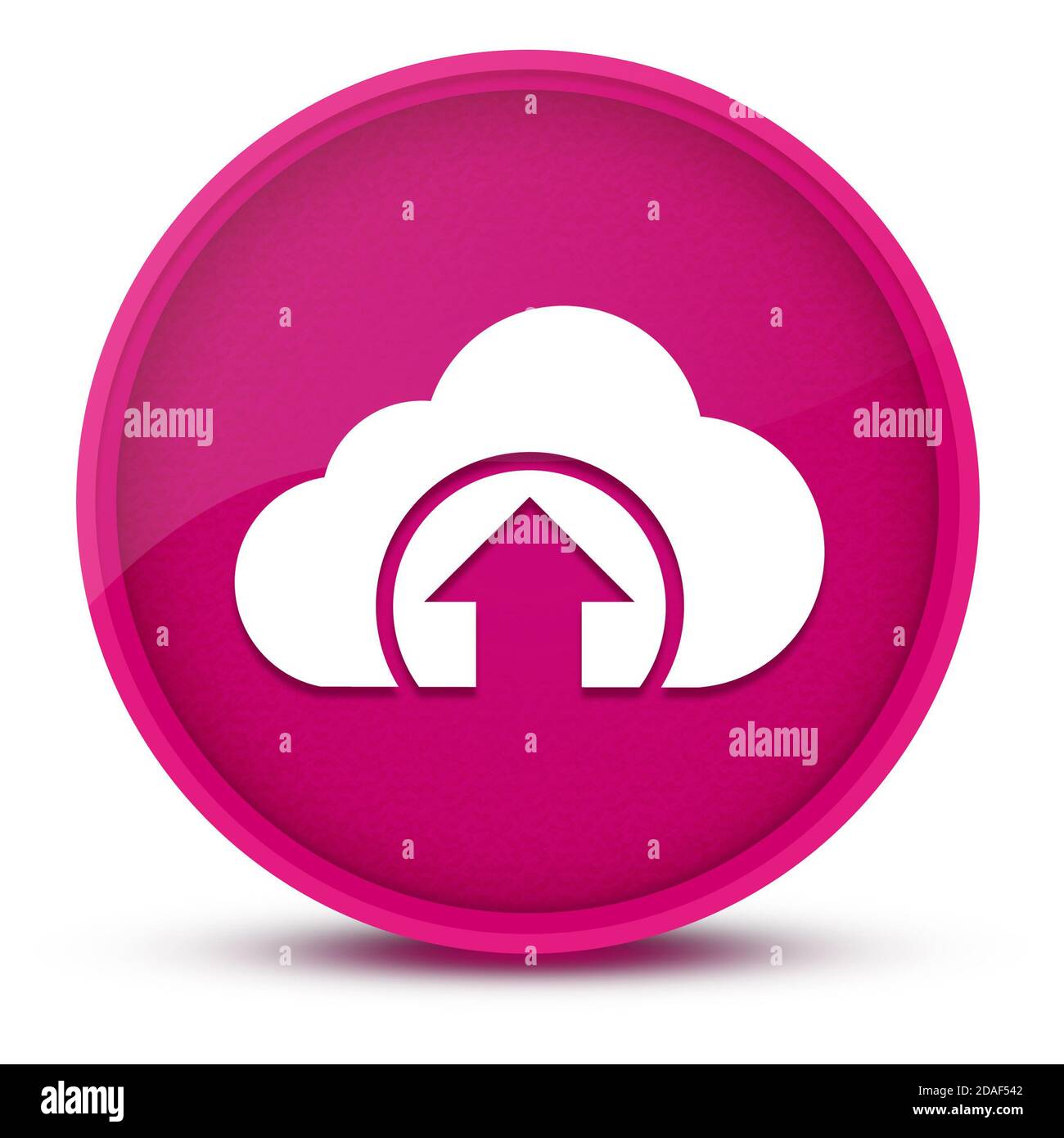 Cloud upload luxurious glossy pink round button abstract illustration ...