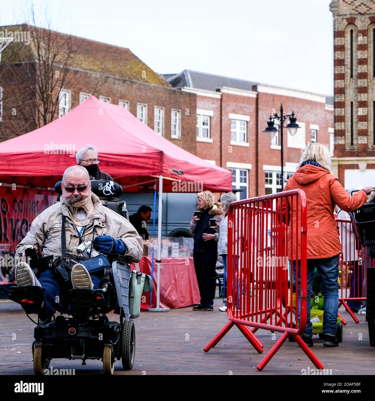 London UK, November 12 2020, Senior Disabled Man Moving Through An ...