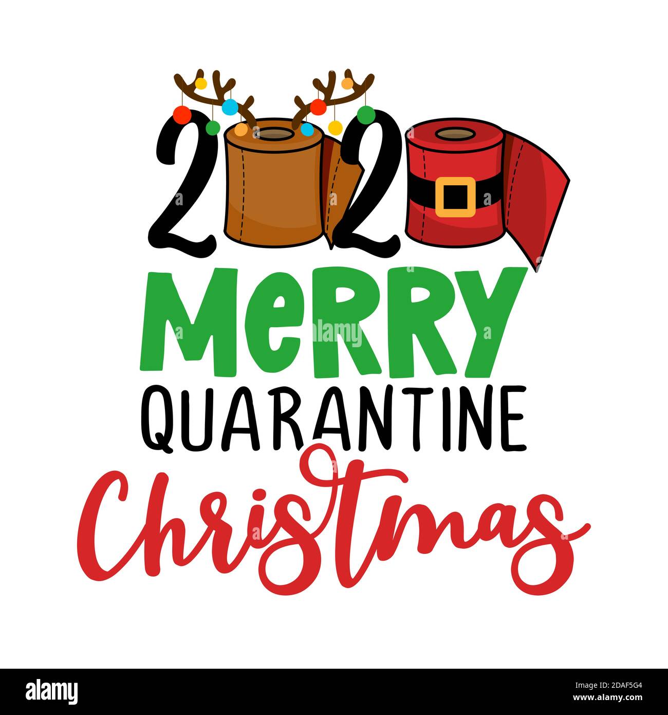 2020 Merry Quarantine Christmas - Cartoon doodle drawing toilet papers ...