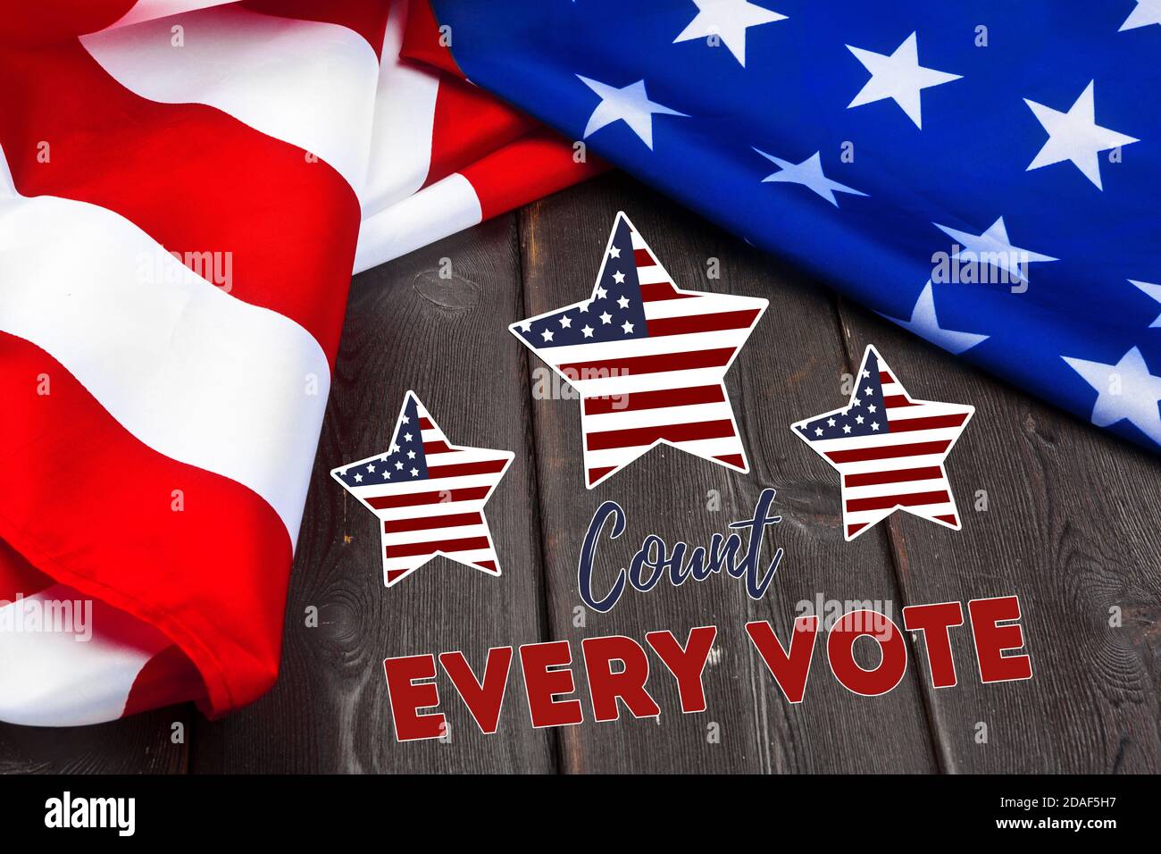 Count every vote sign and USA Flag as Background Stock Photo - Alamy