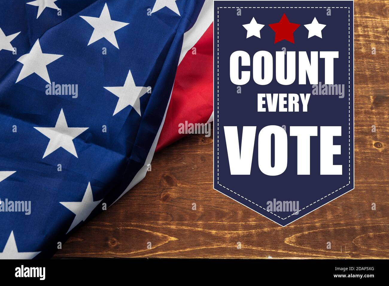 Count every vote sign and USA Flag as Background Stock Photo - Alamy