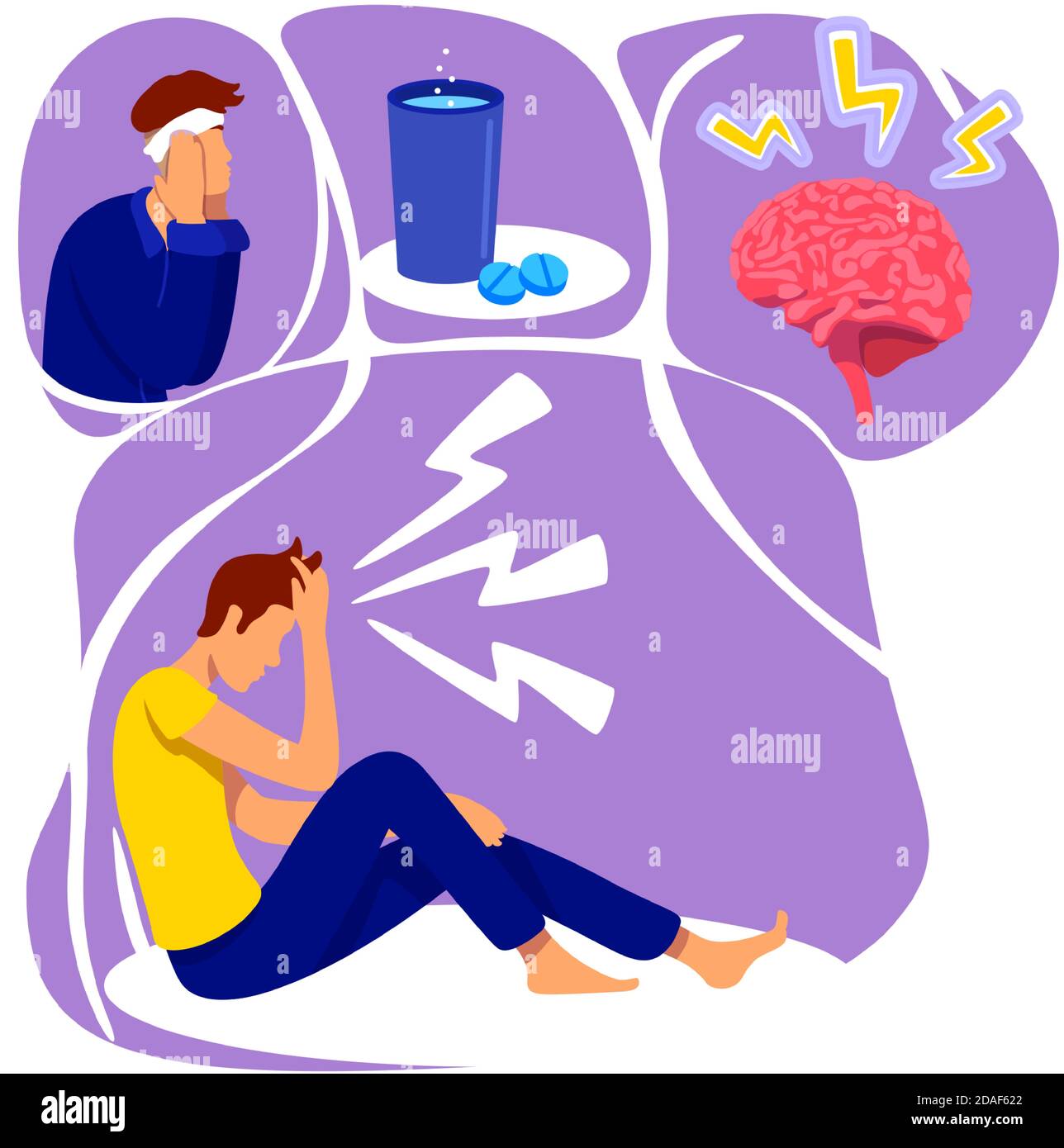 Headache flat concept vector illustration Stock Vector Image & Art - Alamy