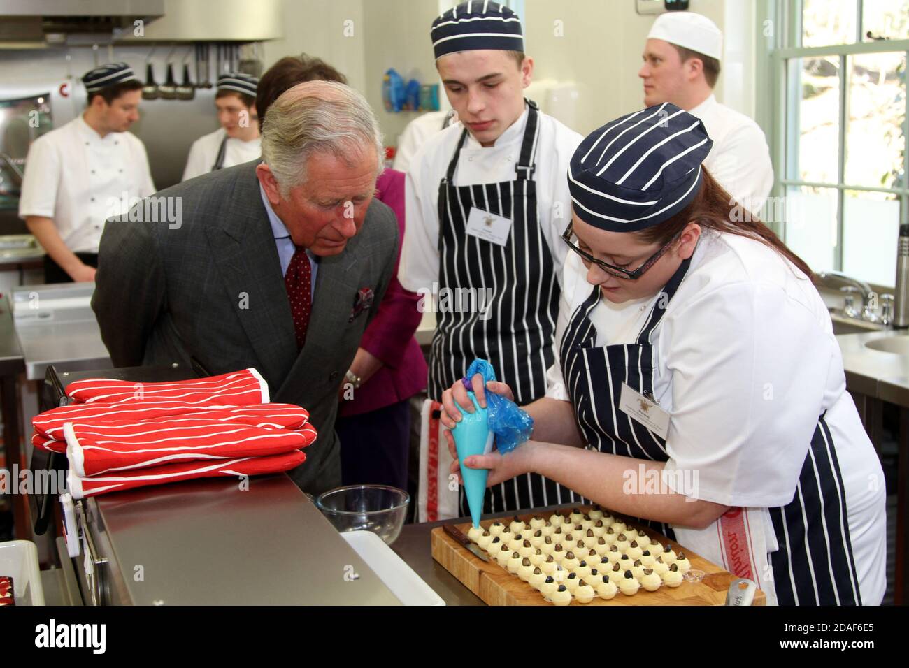 HRH Prince Charles at Dumfries House with apprentices at the opening of ...