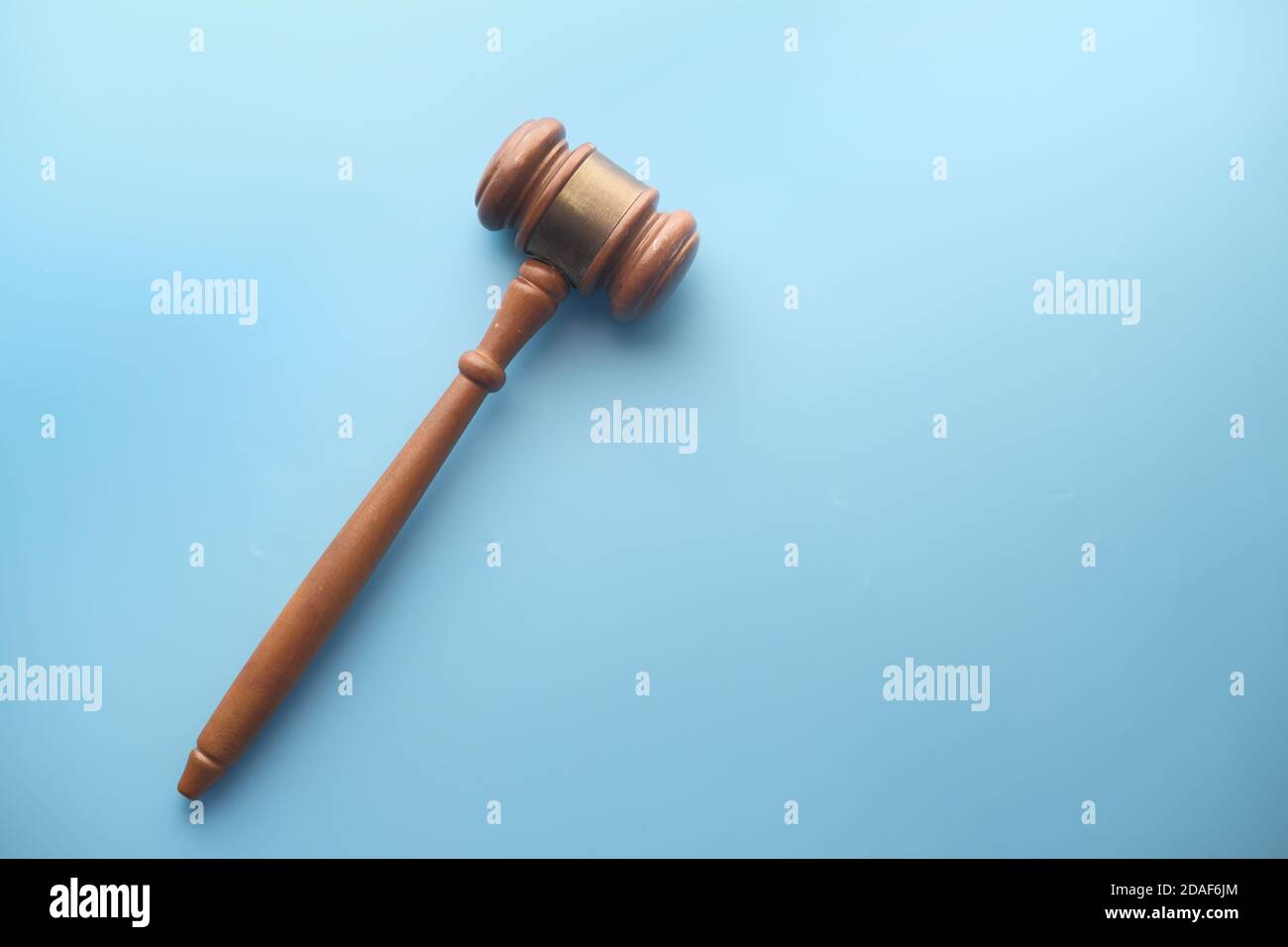 Top view of gavel on color background with copy space Stock Photo - Alamy