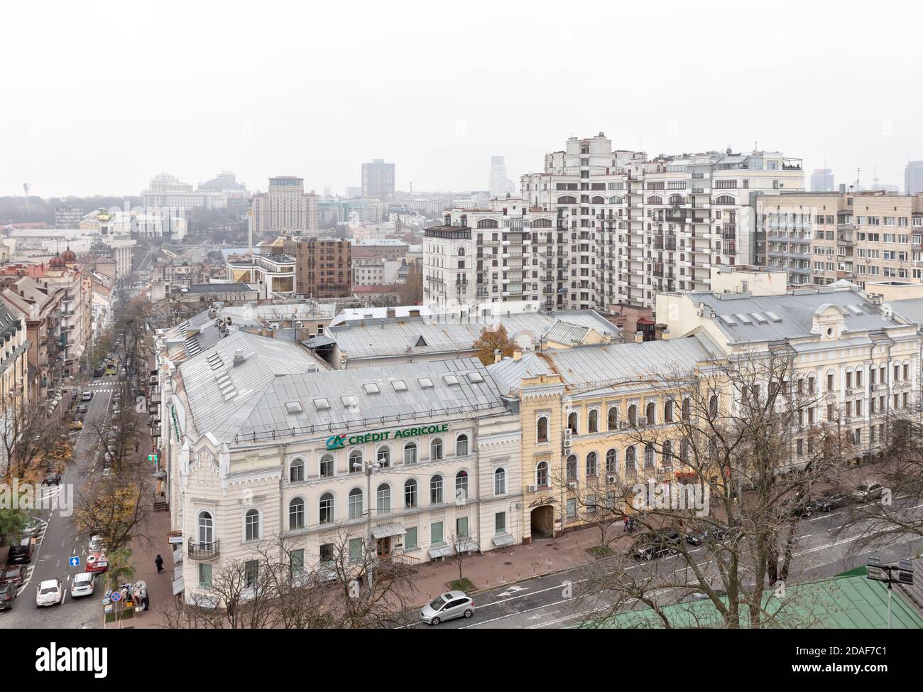 Kyiv, Ukraine - Nov. 16, 2019: View of the roof of old Kyiv from the ...
