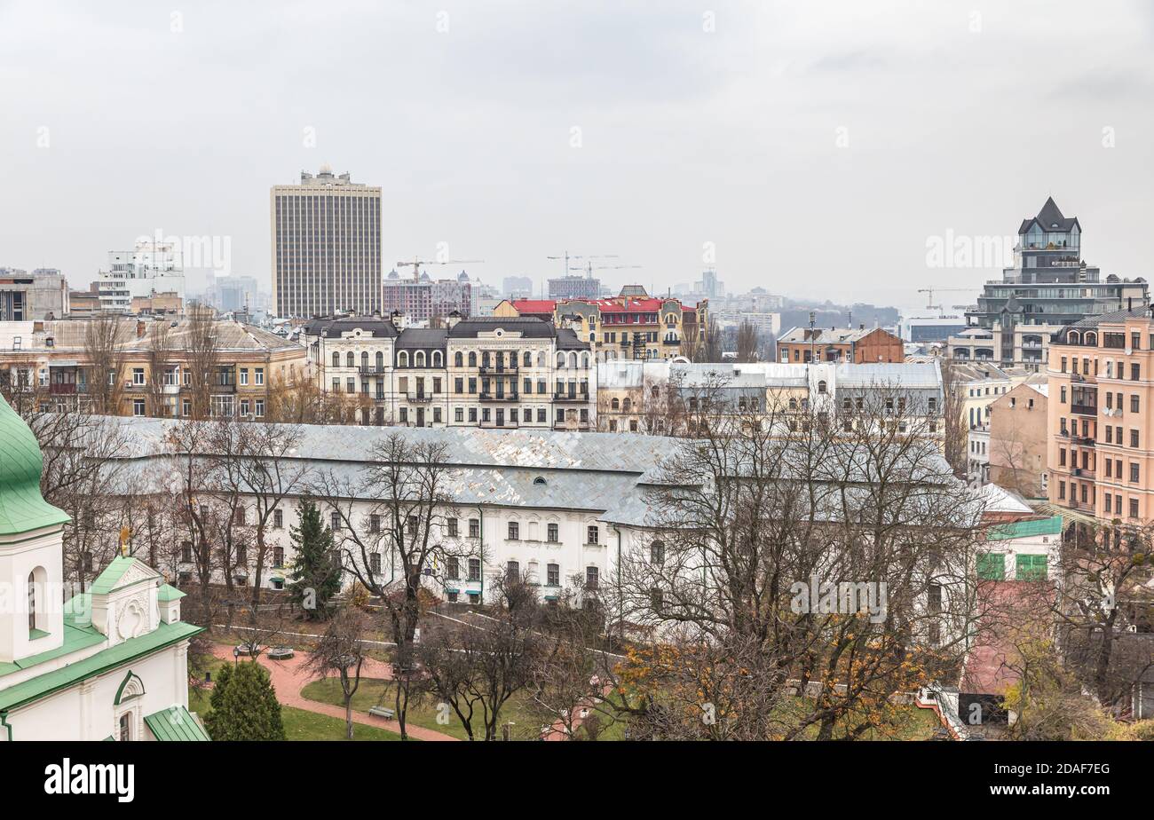 Kyiv, Ukraine - Nov. 16, 2019: View of the roof of old Kyiv from the ...