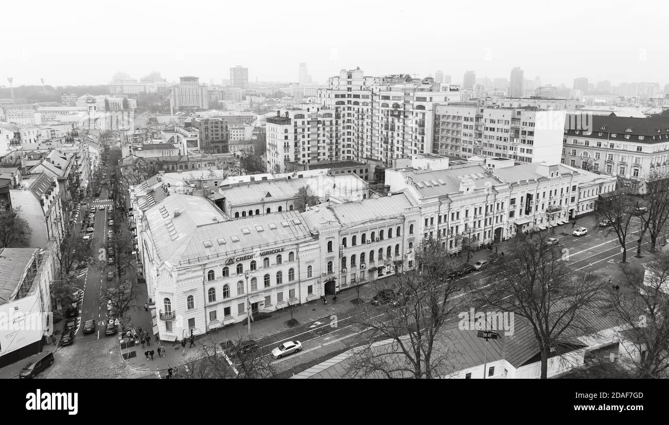 Kyiv, Ukraine - Nov. 16, 2019: View of the roof of old Kyiv from the ...