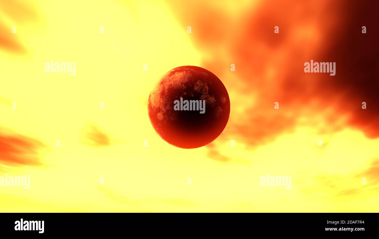 abstract planet fire clouds sky, 3d render Stock Photo - Alamy