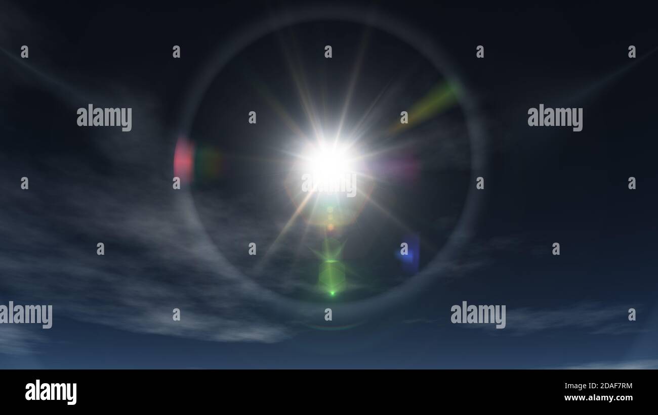 clear sky sun ray light, 3d render Stock Photo - Alamy