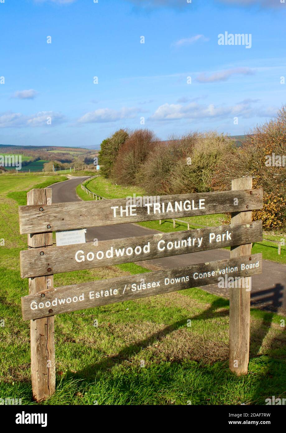 The triangle car park from the trundle. Close to goodwood horse racing ...