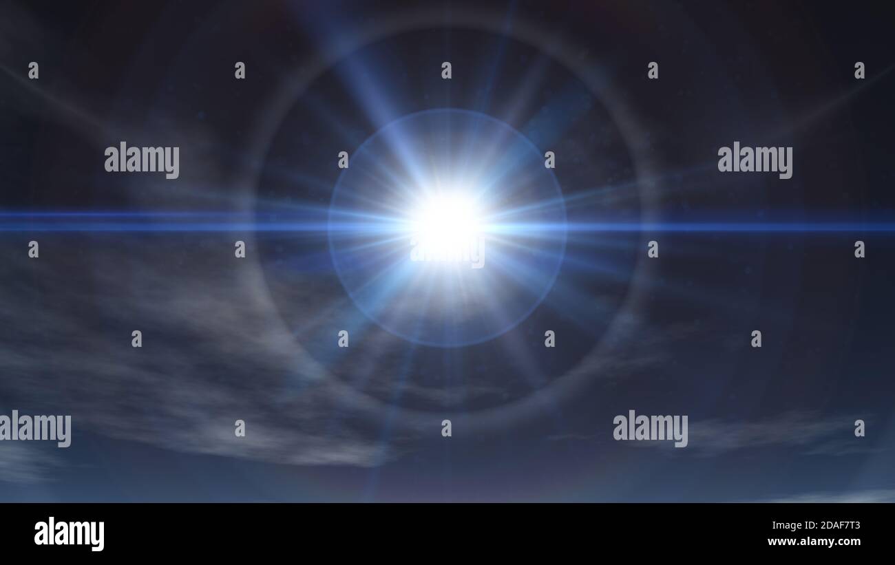 clear sky sun ray light, 3d render Stock Photo - Alamy