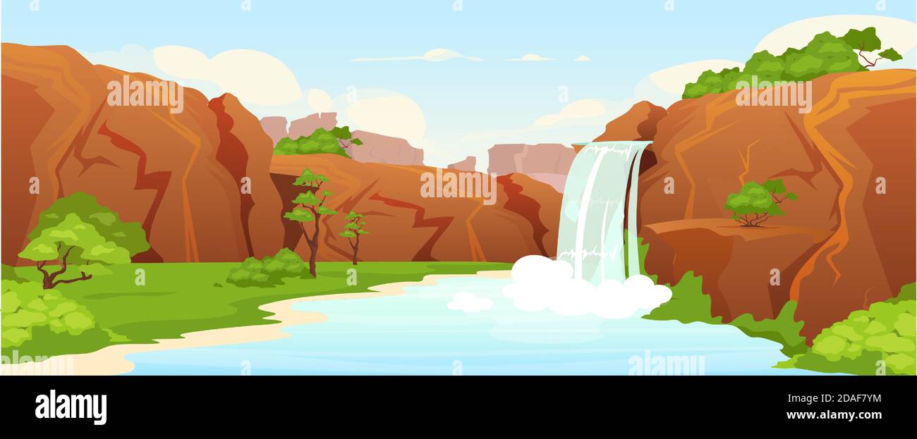 Beautiful oasis flat color vector illustration Stock Vector Image & Art ...