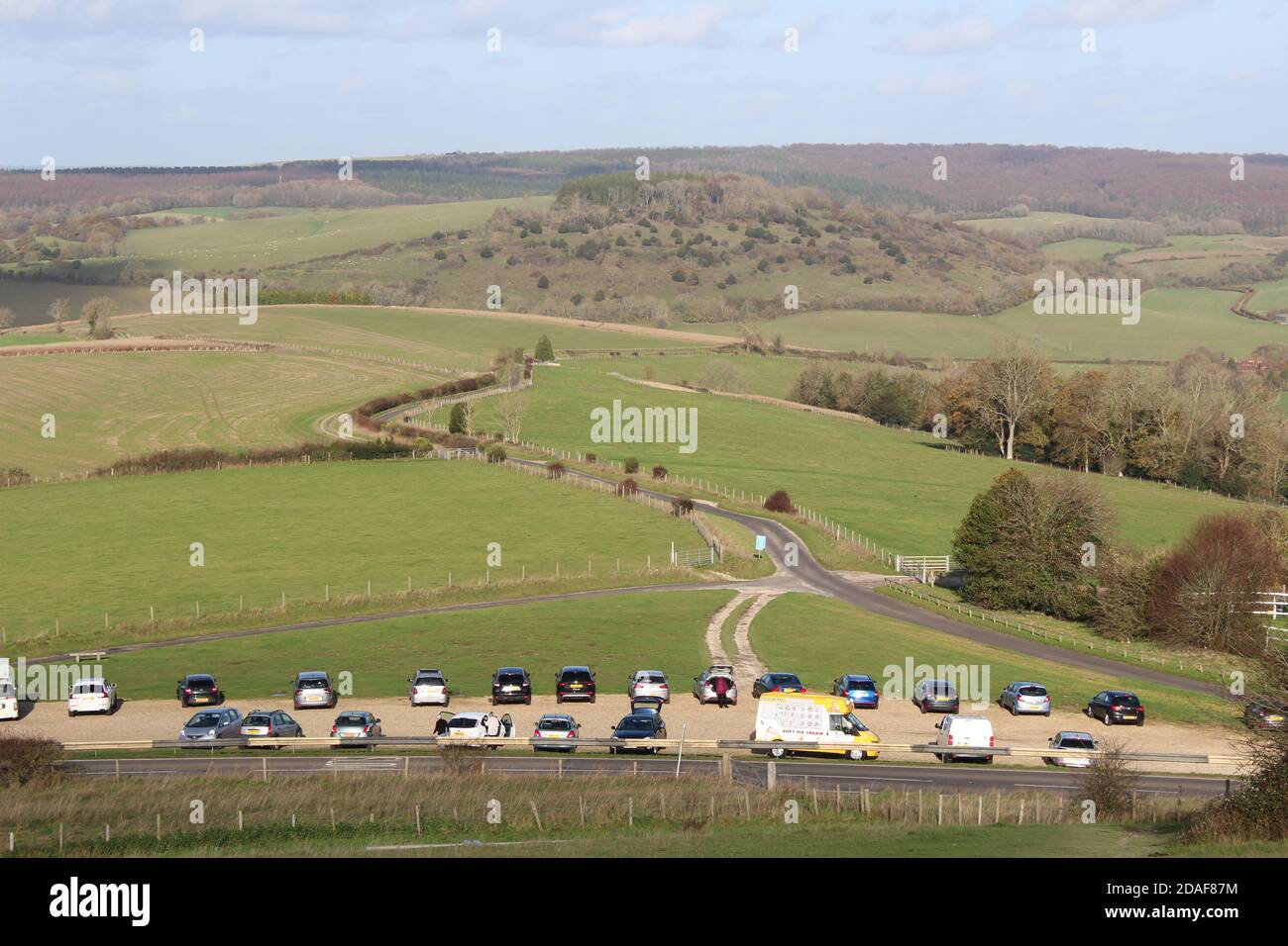 The triangle car park from the trundle. Close to goodwood horse racing ...