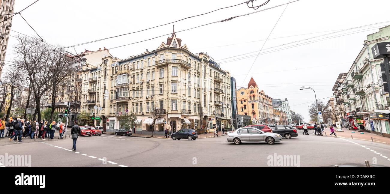 Kyiv, Ukraine - Nov. 16, 2019: The streets of Kyiv. Old and new ...