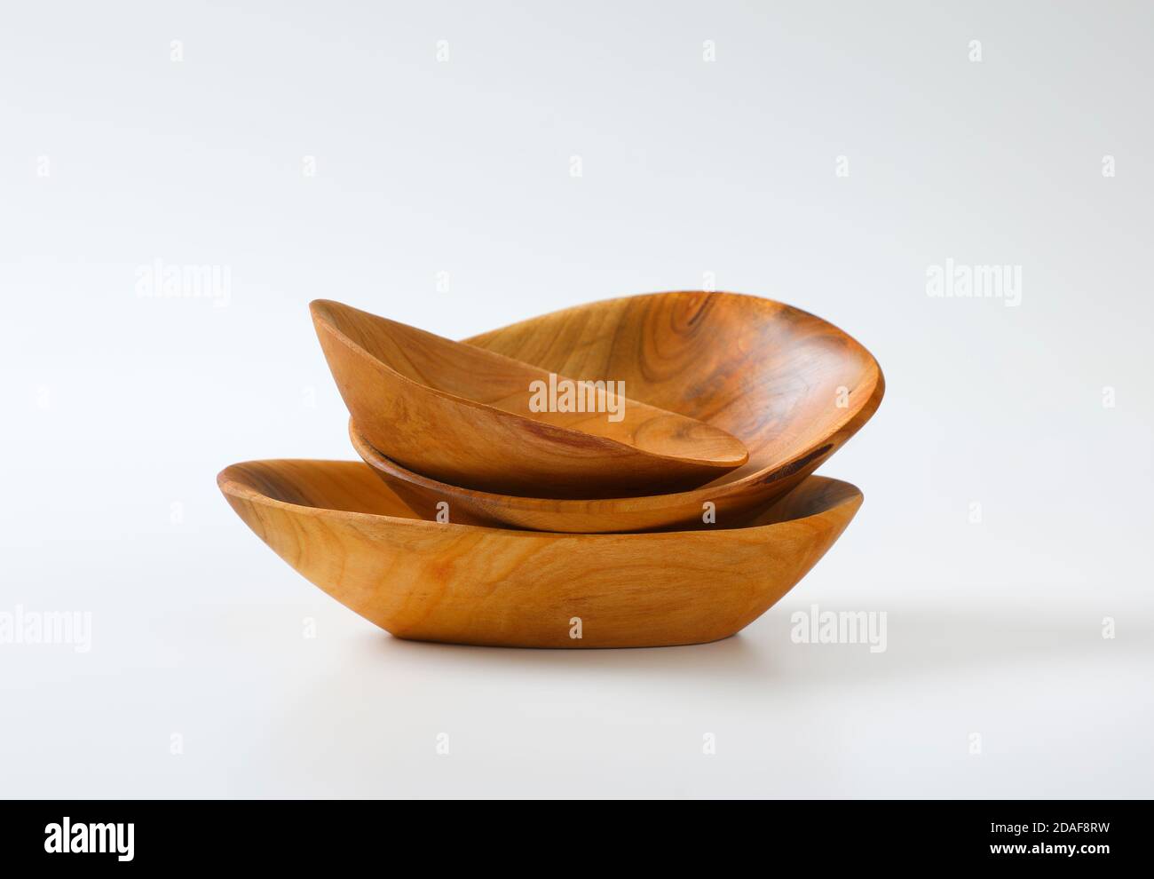 Empty handcrafted natural wood bowls Stock Photo - Alamy