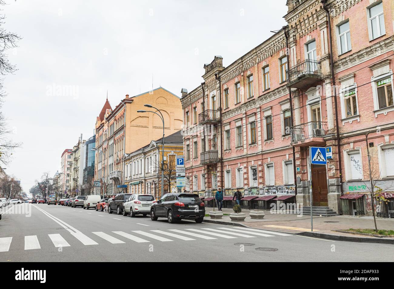Kyiv, Ukraine - Nov. 16, 2019: The streets of Kyiv. Old and new ...