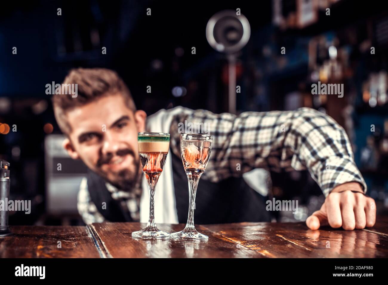 Expert Bartending Demonstrates The Process Of Making A Cocktail At The