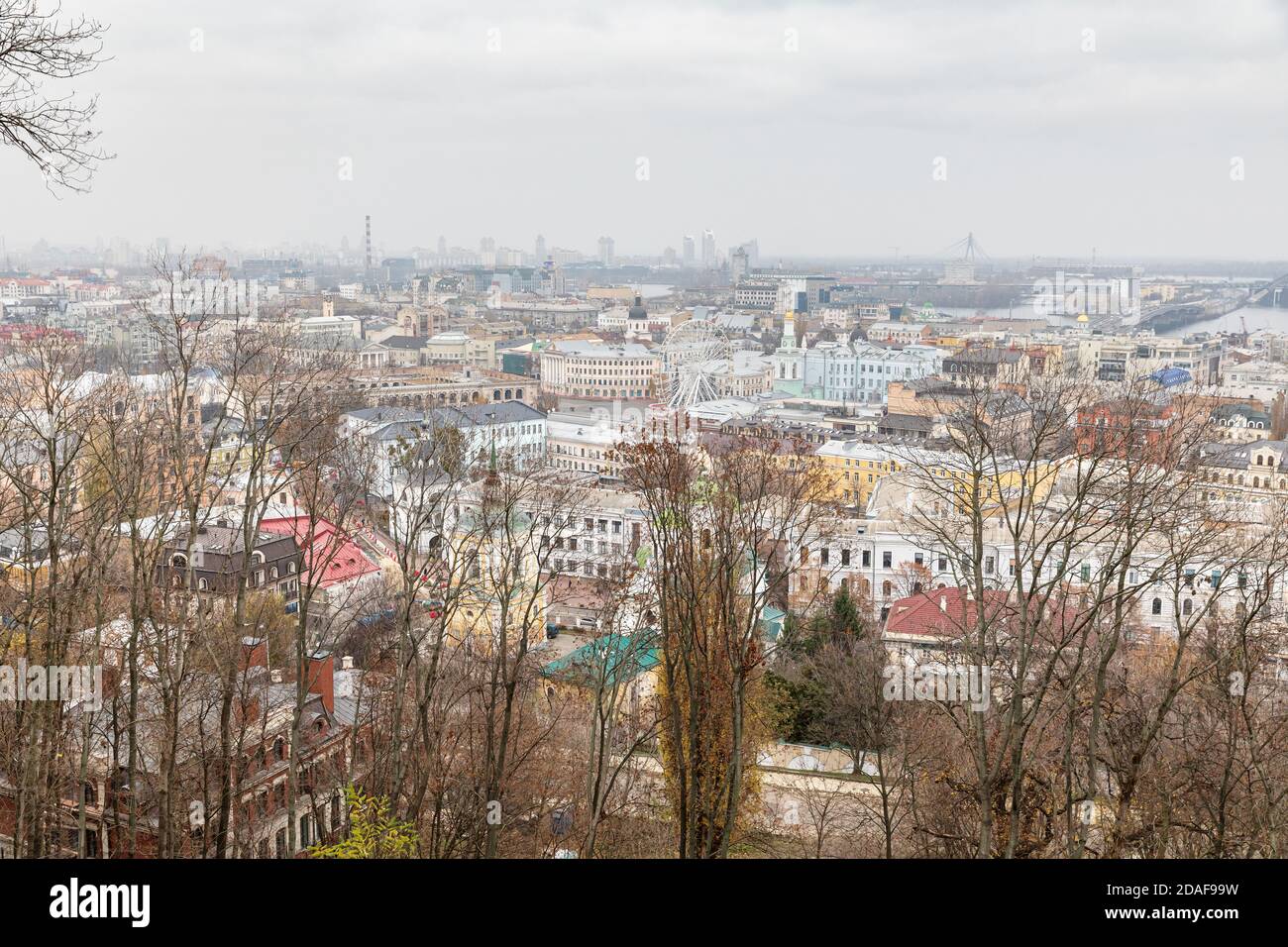 Kyiv, Ukraine - Nov. 16, 2019: Cityscape of Podol district in Kyiv city ...
