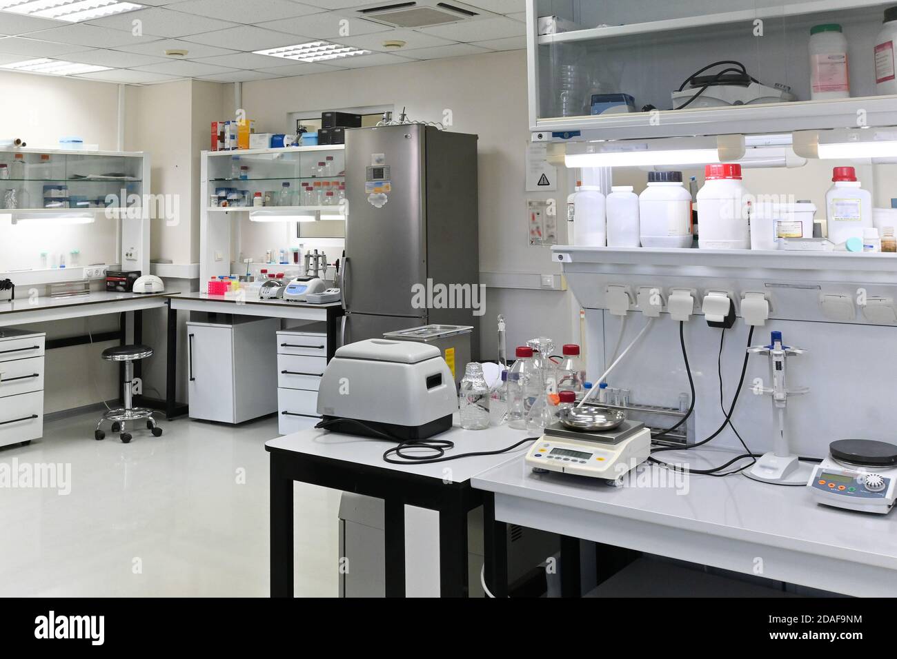 In a scientific biological laboratory. Laboratory room with furniture ...