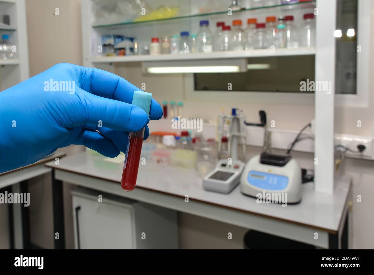 In a scientific biological laboratory. Laboratory room with furniture ...