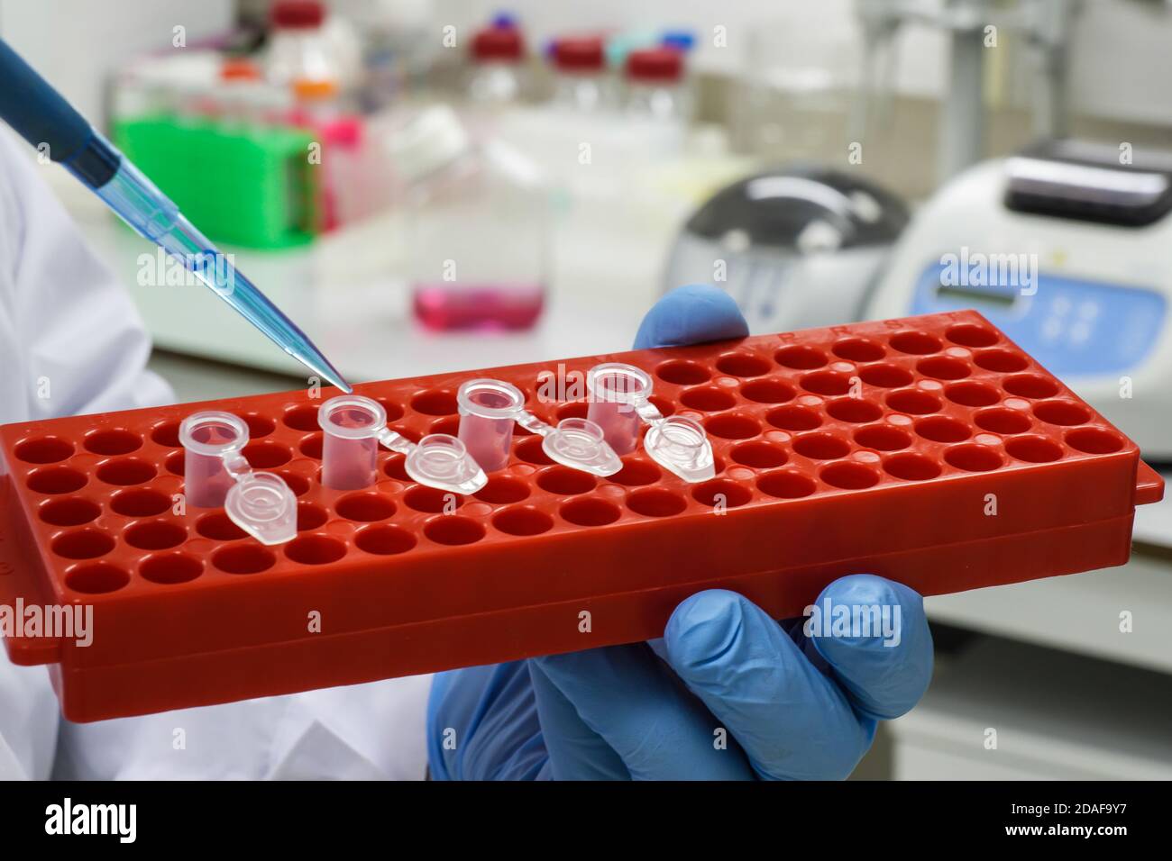 In a scientific biological laboratory. Biological sample manipulation ...