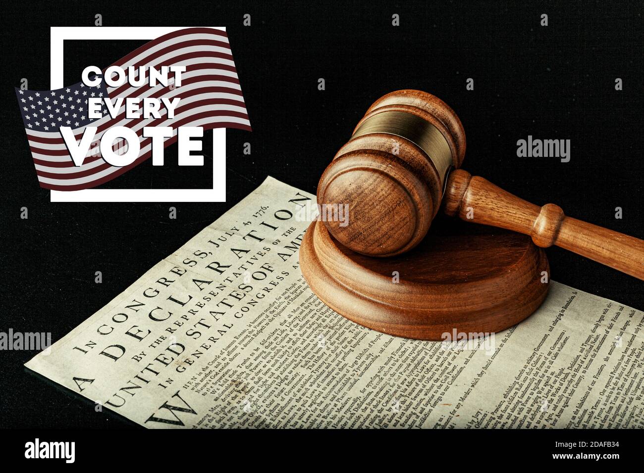 Count every vote sign and USA Flag as Background Stock Photo - Alamy