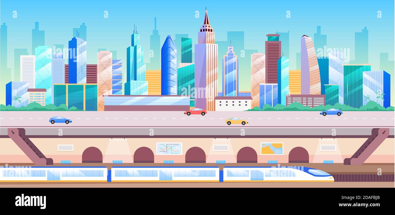 City transportation flat color vector illustration Stock Vector Image ...