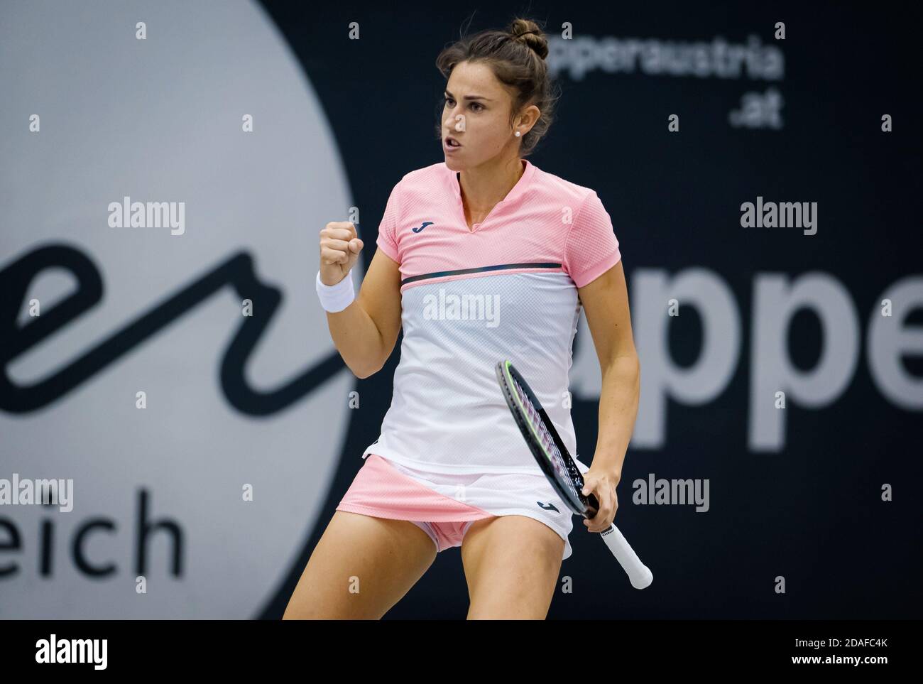 Sara Sorribes Tormo of Spain in action against Camila Giorgi of Italy ...