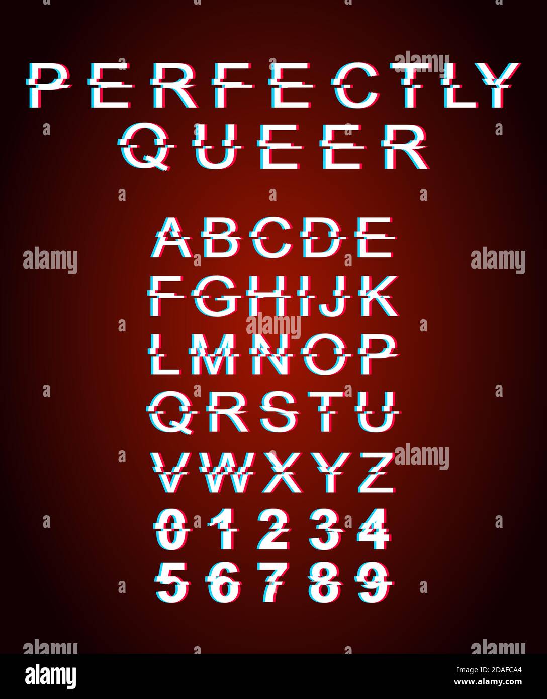 Perfectly queer font template. Retro futuristic style vector alphabet ...