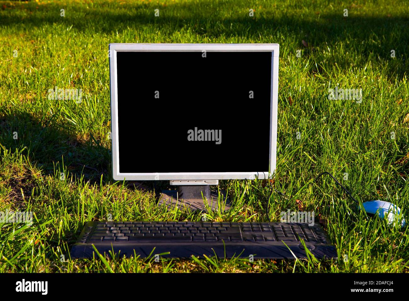 Old Computer Monitor with a Keyboard on the Grass outdoor Stock Photo ...